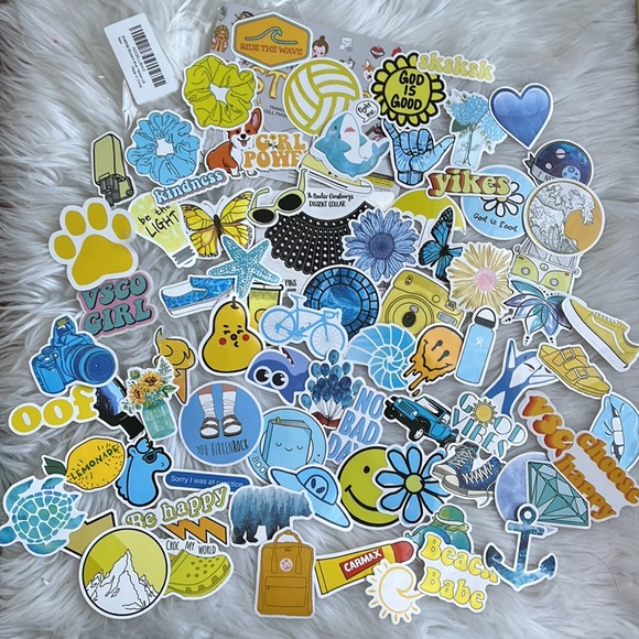 Office | 81 Vsco Stickers Blue Yellow Good Vibes Kids | Poshmark